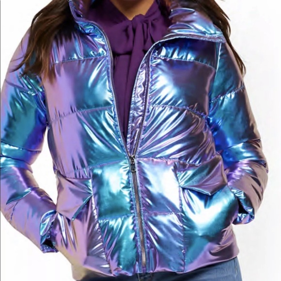 Jackets & Coats | Iridescent Petrol Puffer Jacket | Poshmark